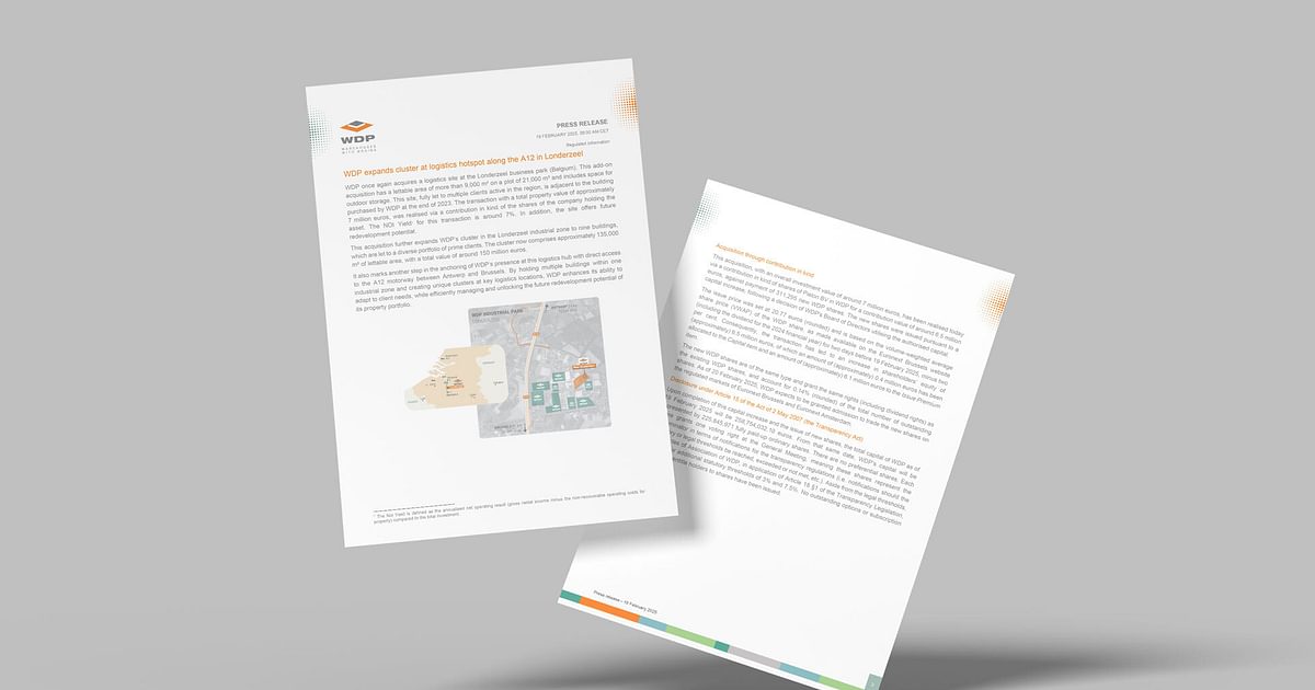 Warehouses De Pauw | WDP expands cluster at logistics hotspot along…